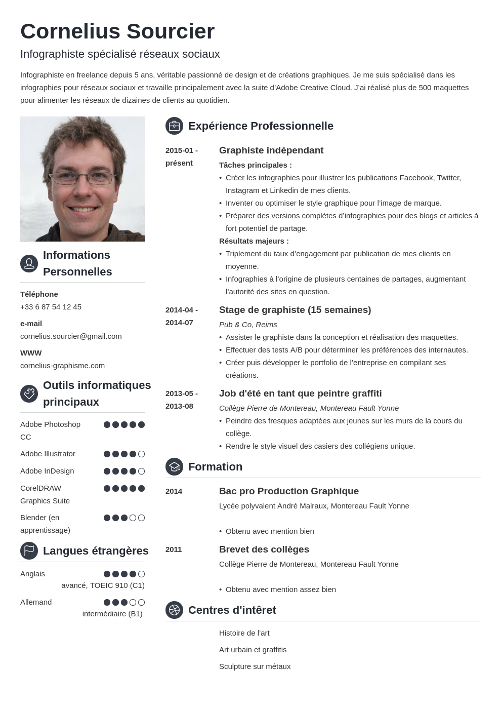 CV infographiste : exemple pour tout rôle (freelance, 3D...)