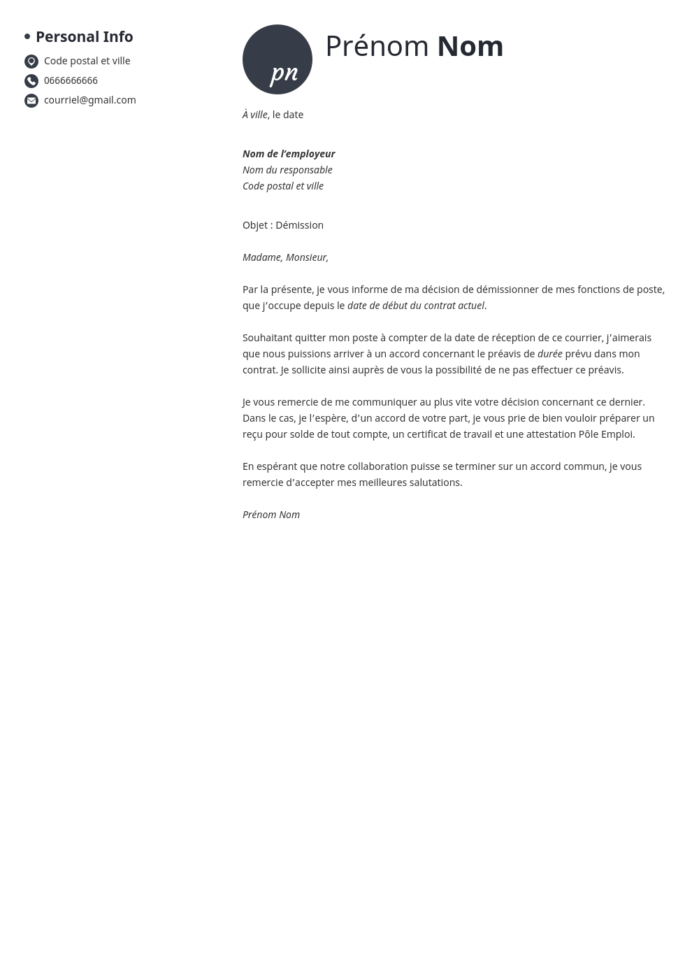 Lettre De D mission Simple Mod le Et Comment crire Lettre De D mission Simple Mod le Et Comment crire