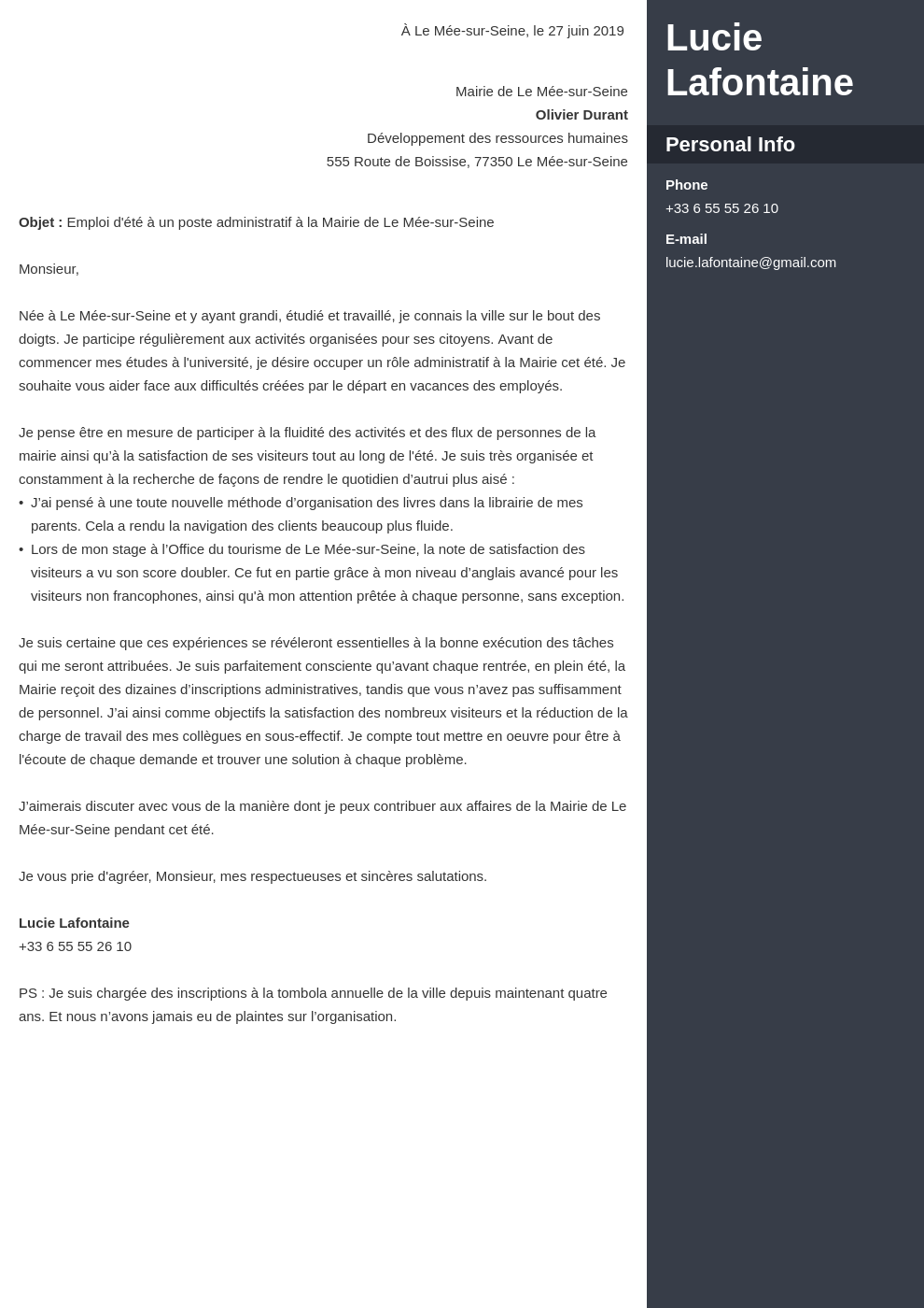 Lettre de motivation job d’été 2026 : guide et exemples