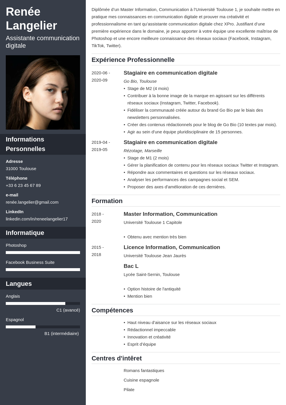 CV graphique: 28 des modèles de CV visuellement réussis