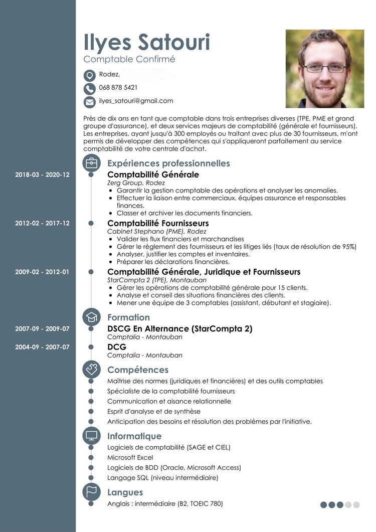 Exemple de CV comptable débutant/confirmé [compétences]