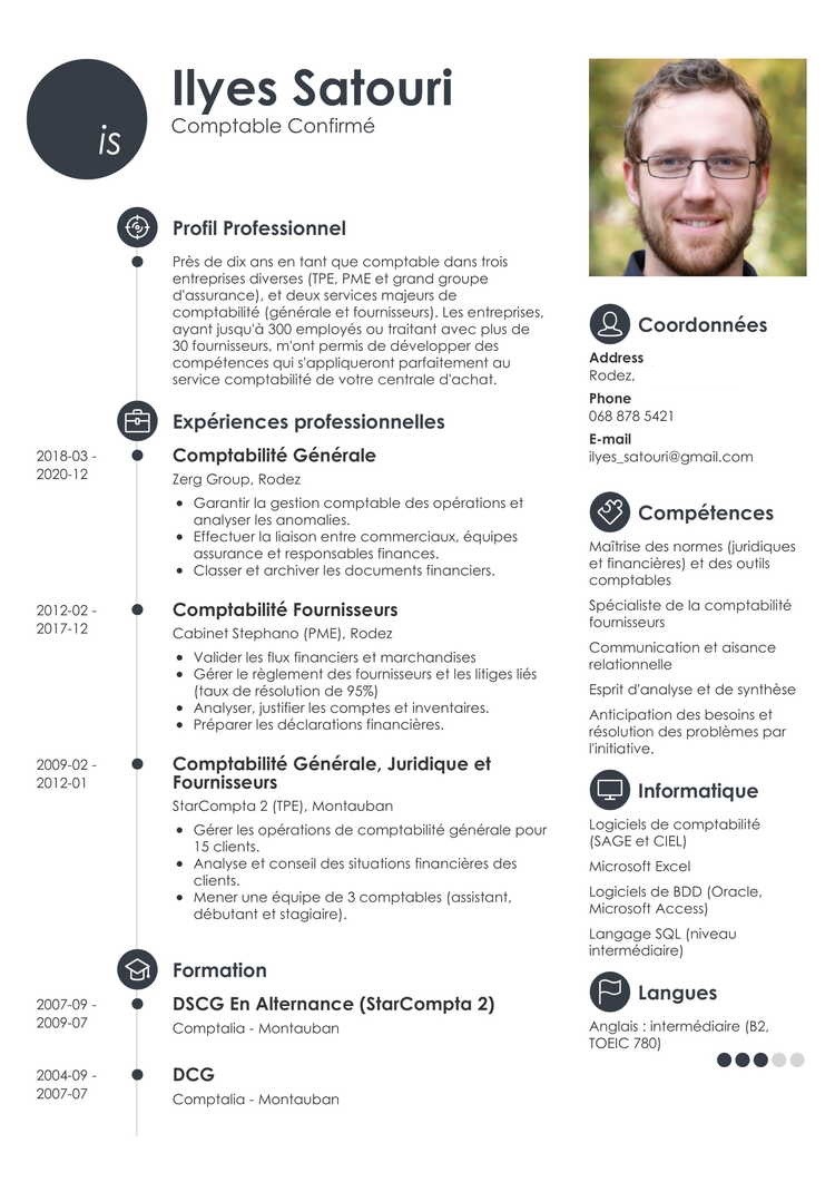 Exemple de CV comptable débutant/confirmé [compétences]