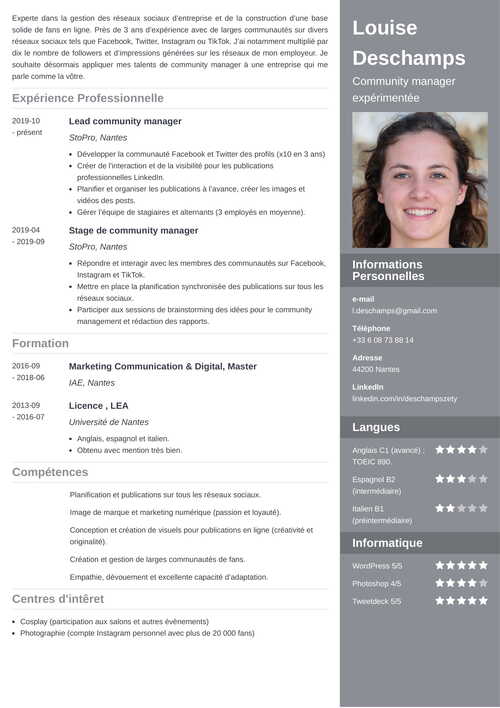 CV français : exemple pour travailler/étudier en France