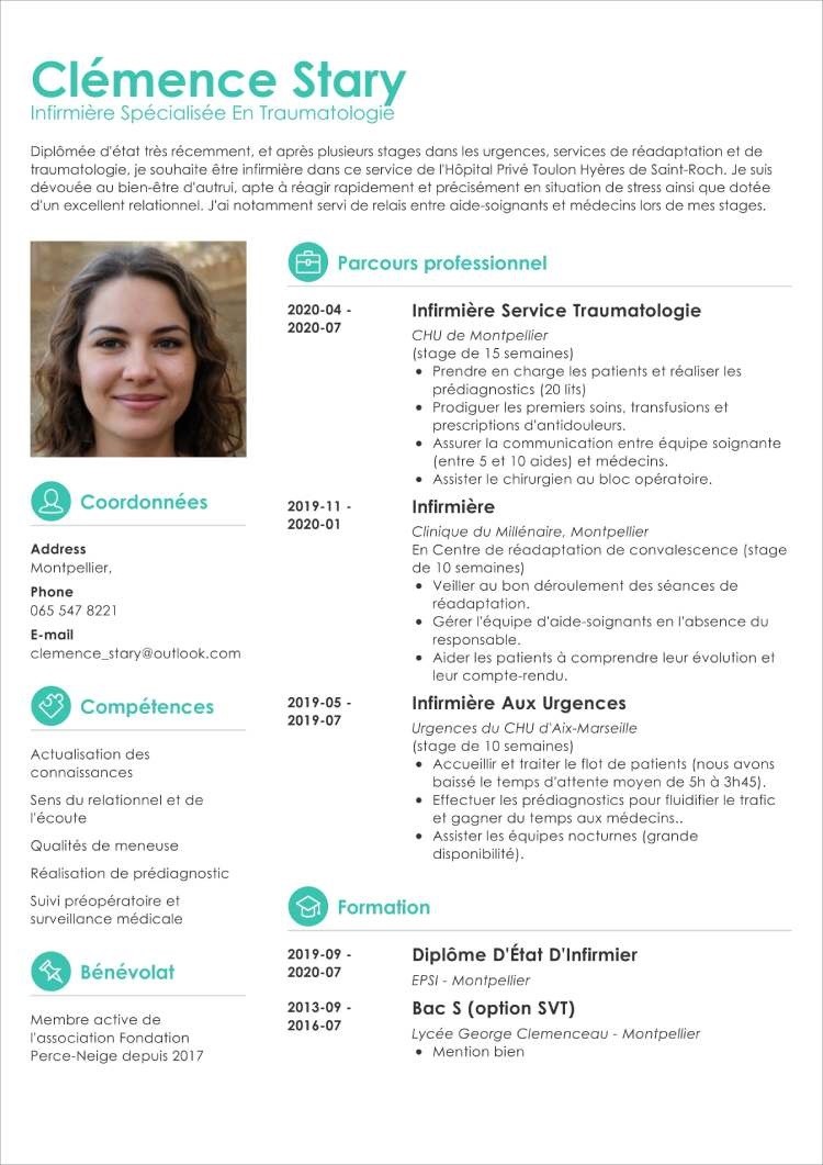 Exemple de CV infirmier (IDE en privé ou public)