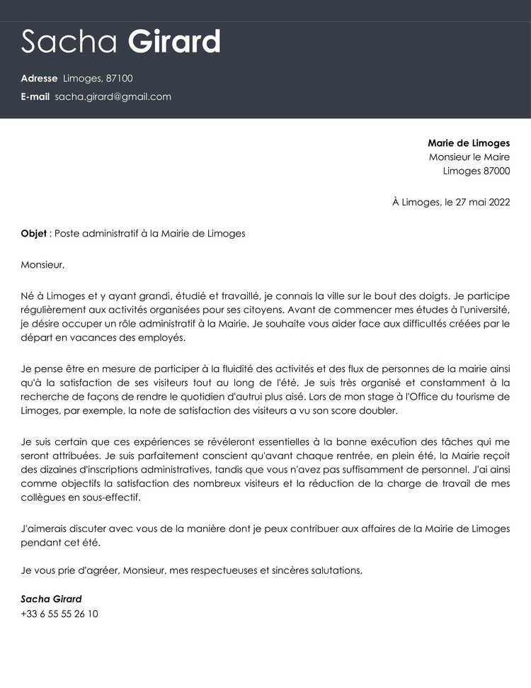 Lettre de motivation job d’été 2026 : guide et exemples