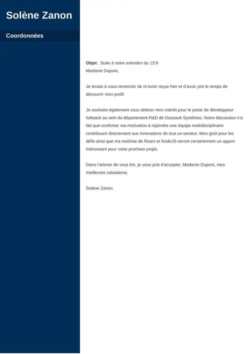 Mail de remerciement après un entretien (4 exemples)